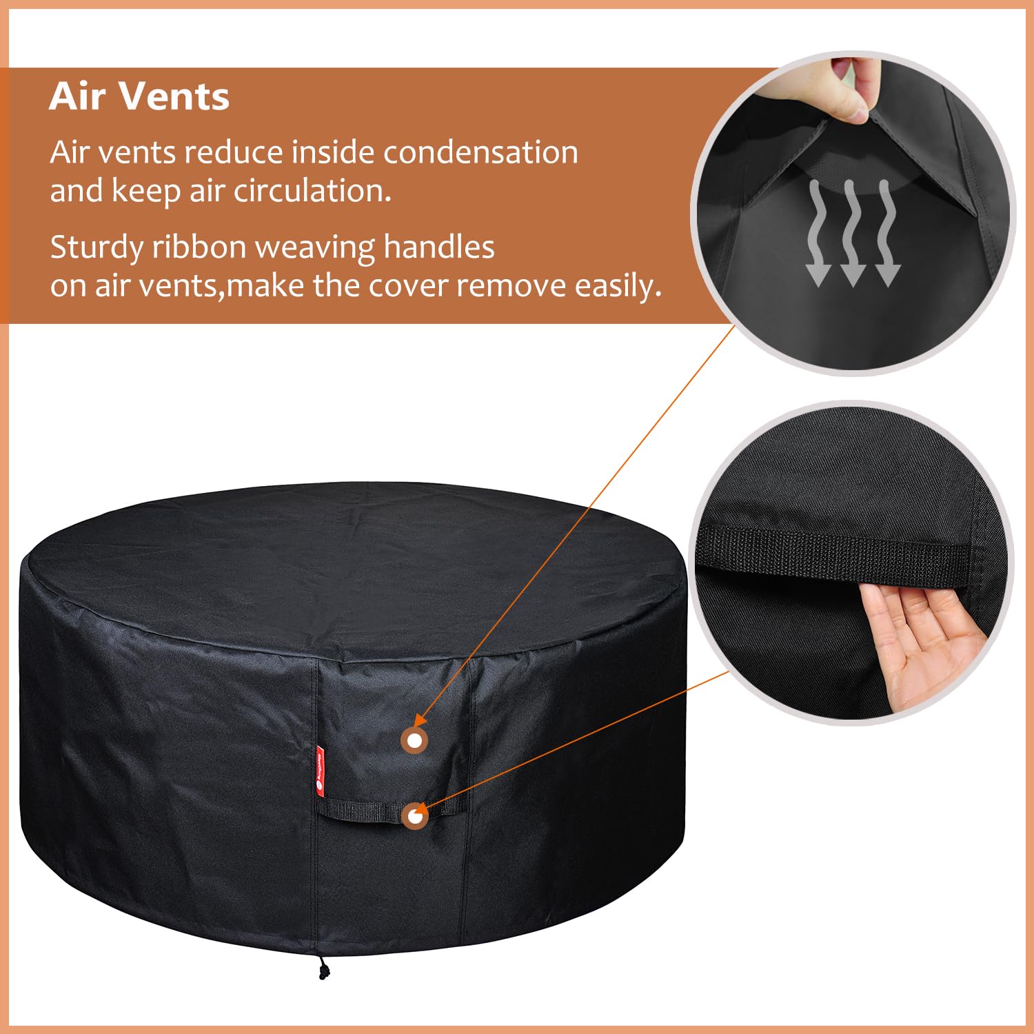 SheeChung Fire Pit Cover Round 60"Dx24"H,Waterproof Heavy Duty 600D Polyester Fire Pit Cover,Large Shelter for Outdoor Patio Fireplace Table Chair,Patio Furniture Covers