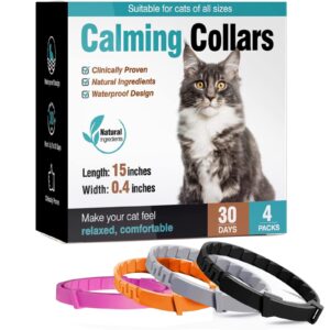 yaioutiy 4 pack calming collar for cats, cat pheromone calming collar, water-resistant & adjustable cat calming collar fits cats make cat relaxed (multicolor)