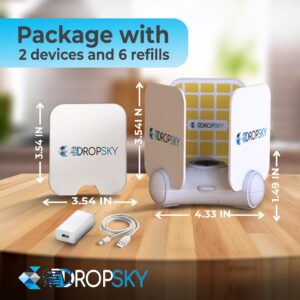 Dropsky 360 Portable Flying Insect Trap, Gnat Traps for House Indoor & Outdoor- Higher Coverage Blue Light Fly Trap- Get Rid of Flies- Safe for Pets & Kids- 2 Traps + 6 Glue Cards+ USB+Cable Charger​