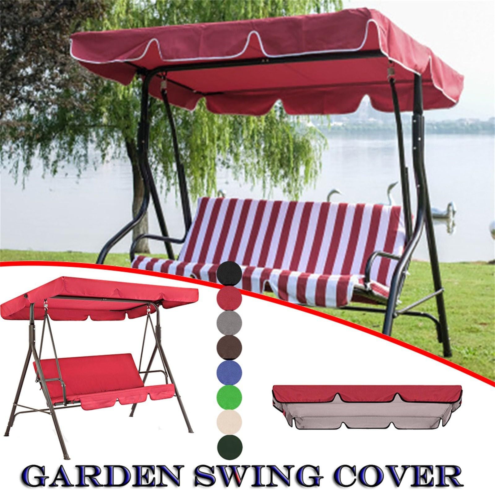 Swing Canopy Replacement Cover and Swing Top Cover 65''x45 Waterproof 3 Seater Swing Awning Canopy Cover Garden Outdoor Patio Swing Sun Shade Cover Replacement Outdoor Furniture, Beige