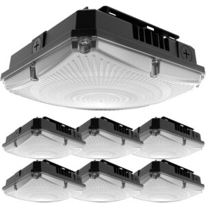 sunco 6 pack square canopy light led, ceiling commercial outdoor, 40w, 5800 lumens, 5000k daylight, dimmable (0-10v), waterproof ip65, for warehouse, garage, gas station etl/dlc