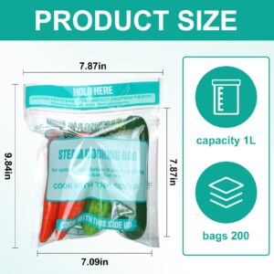 Resurhang 200 Pack Zipper Microwave Steam Bags Reusable Steam Cooking Bags for Vegetables Potatoes and Meat