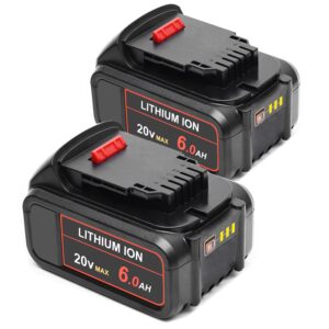 happlys [2pack] 6.0ah replace for dewalt 20v max battery dcb200 dcb206 dcb205 dcb204 dcb203 dcb201 dcb207 dcb209 compatible with dewalt 20v dcd/dcf/dcg/dcs tools