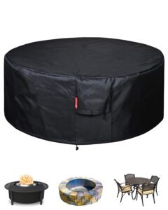 sheechung fire pit cover round 60"dx24"h,waterproof heavy duty 600d polyester fire pit cover,large shelter for outdoor patio fireplace table chair,patio furniture covers