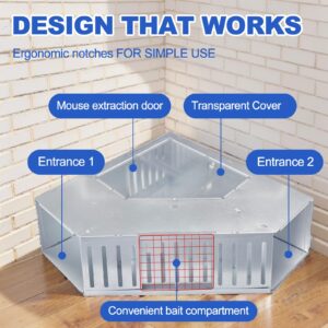 Humane Rat Trap,Extra Large Reusable Automatic Rat Trap,Didirectional Combined Continuous Rat Traps Cage,No Bait,Mouse Stations for Mice Outdoor and Indoor,Keeps Children and Pets Safe