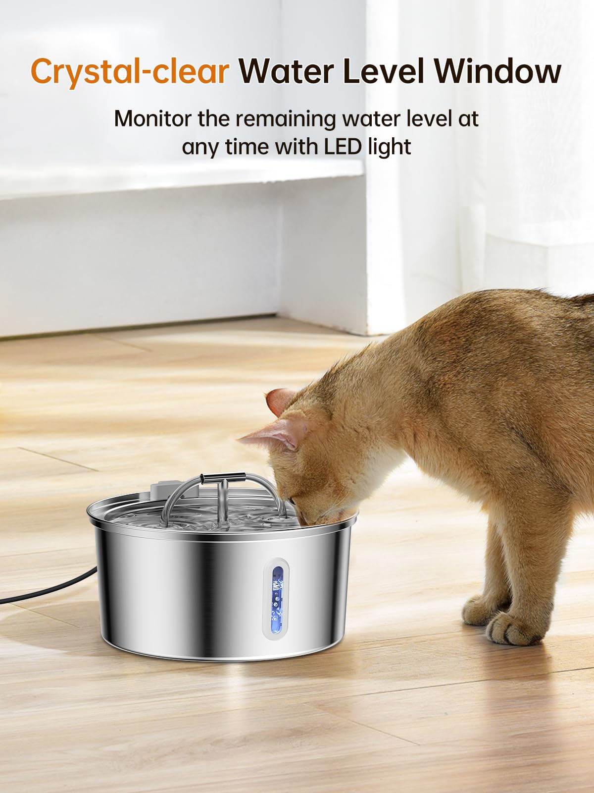 Cat Water Fountain Stainless Steel, 3.2L/108Oz Pet Water Fountain for Drinking, Automatic Metal Dog Water Dispenser Bowl with Quiet Pump, Dual-Stream, Filtration for Cats, Dogs, Multiple Pets Indoor