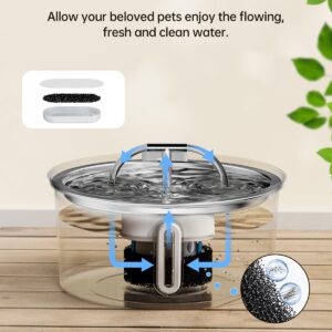 Cat Water Fountain Stainless Steel, 3.2L/108Oz Pet Water Fountain for Drinking, Automatic Metal Dog Water Dispenser Bowl with Quiet Pump, Dual-Stream, Filtration for Cats, Dogs, Multiple Pets Indoor