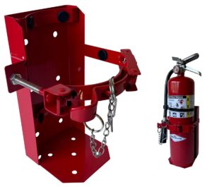 heavy duty 10 lb fire extinguisher mount bracket for vehicle and building for 10lb dry and/or 5lb co2 5.25" diameter, generic for 809 by amerex