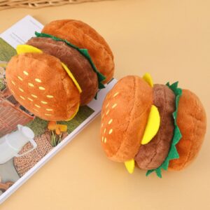 JSGHGDF Pet Dogs Chew Toy for Small Dogs Plush Toy Hamburger Cat Soft Teething Toy Aggressive Chewers Toy Puppy Gift