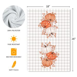 Siilues Fall Kitchen Towels 18 x 26 Inch Set of 2, Fall Hand Towels Hello Fall Decorations for Home Pumpkin Dish Towels Seasonal Thanksgiving Decorations for Home