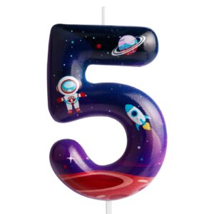 space astronaut theme candles,birthday number 5 candles,happy birthday candles,space theme blue star ball cake toppers for boys girls kids anniversary celebrations birthday party