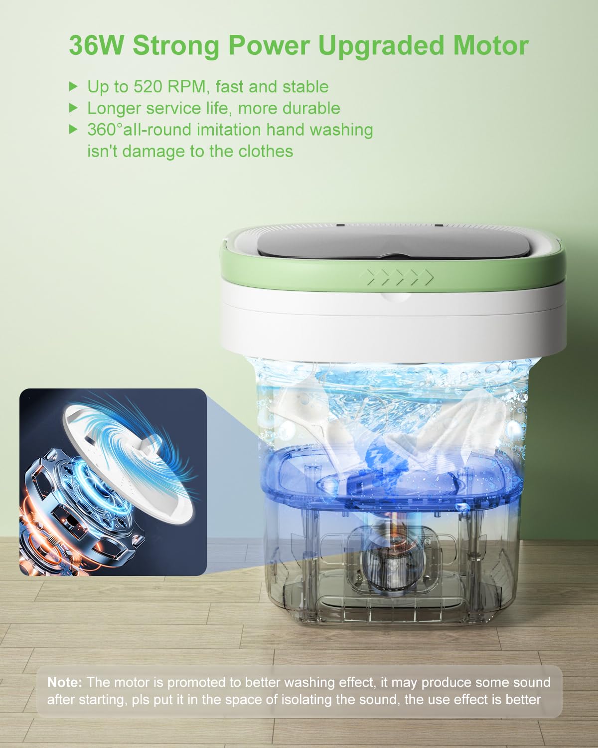 Portable Washing Machine, Mini Washer 13L Upgraded Capacity with 3 Modes Deep Cleaning for Underwear, Shirt, Baby Clothes, Small Items.Foldable Mini Laundry Washer for Apartments,Camping,Travel(Green)