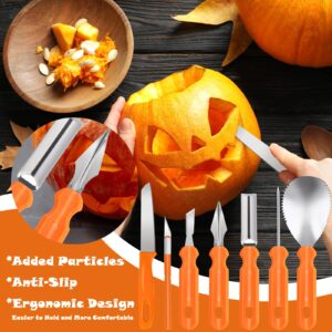 Pumpkin Carving Kit, 14 PCS Stainless Steel Pumpkin Carving Tools with Halloween Stickers and Candles, Halloween Decorations Gifts for Family DIY, Pumpkin Decorating Kit with Box for Kids and Adults