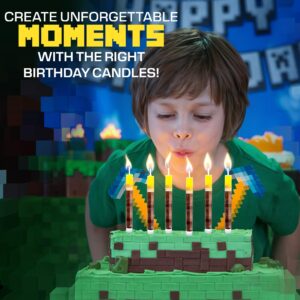 Camtoms Birthday Candles for Miner Crafting, Birthday Party Decorations, Pixel Game Party Supplies