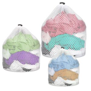 prasacco 3 pcs laundry mesh wash bags, washing machine mesh wash bags mesh laundry bags washing machine mesh wash bags for delicates blouse, hosiery, underwear, bra, lingerie baby clothes (3 size)