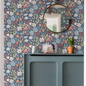 Orainege Floral Wallpaper Peel and Stick Wallpaper Boho Flower Contact Paper 15.7inx118.1in Self Adhesive Wallpaper for Bedroom Bathroom Cabinets Decor Vinyl Roll Removable