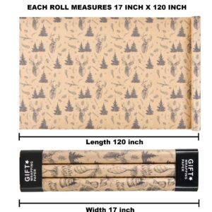 Titiweet Vintage Christmas Wrapping Paper Roll - Mini Roll 17" X 120" Kraft Christmas Wrapping Paper, 3 Rolls Aesthetic Christmas Wrapping Paper(Vintage Christmas)