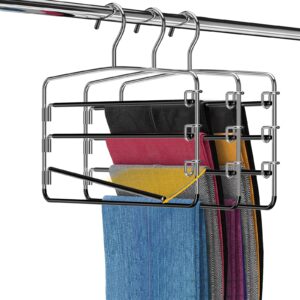 lumigens pants hangers,clothes hangers,hangers space saving,multi layer stainless steel swing arm hangers,apartment essentials, closet organizers and storage jeans,towels,scarf,2pcs