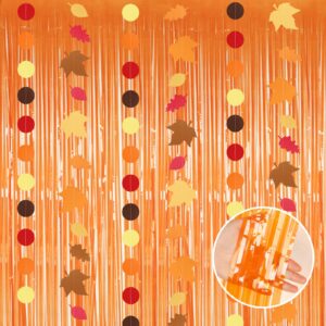 julmelon 4 pieces fall party decorations set autumn birthday foil fringe backdrop curtain for thanksgiving party decoration banner backdrop hanging decor birthday wedding baby shower