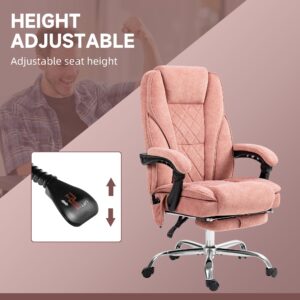 Vinsetto Massage Office Chair with Foot Rest, Executive Office Chair with 6 Vibration Point and Heat, Reclining Computer Chair, Swivel Desk Chair, Adjustable Height, Pink