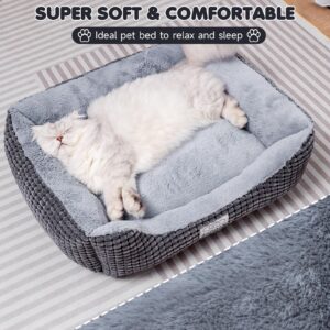 Baodan Dog Beds for Medium Large Dogs, Fluffy Cat Beds for Indoor Cats, Calming Pet Bed for Puppy and Kitty, Extra Soft & Machine Washable with Anti-Slip Bottom, Grey, 25inches