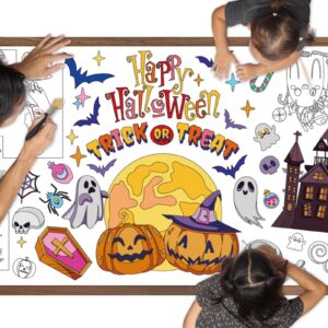 avezano 2 pcs halloween coloring tablecloth large happy halloween coloring tablecloth for kids jumbo happy halloween paper coloring banner halloween party decorations 72x30 inch