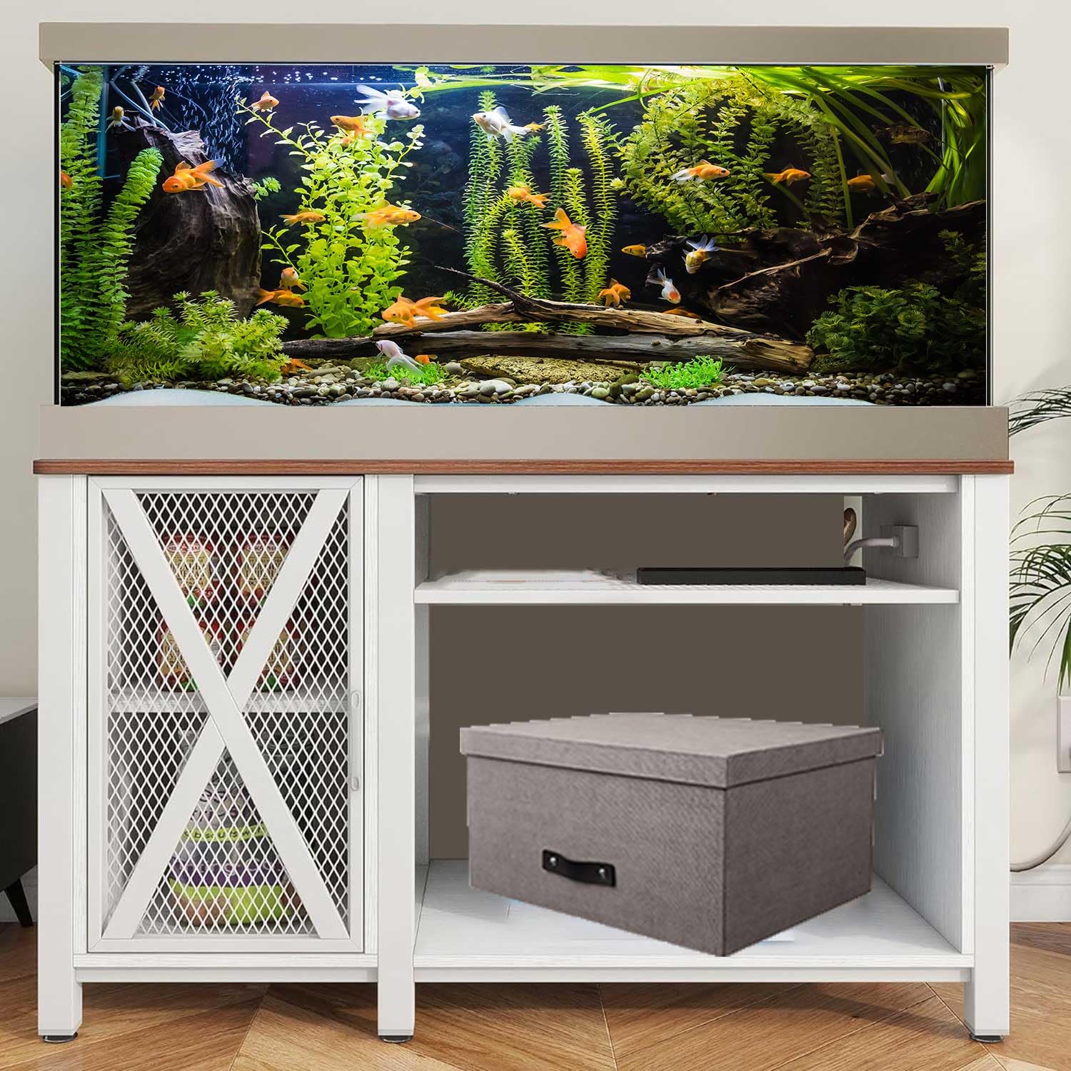 Dizifinn Aquarium Background, River Bed & Lake Tropical Undersea Tree Branch Aquatic Plant Fish Tank Background, 6 EVA Double-Sided Tapes 36x18 inches/90x45