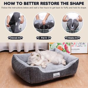 Baodan Dog Bed for Small Dogs, Small Cat Beds for Indoor Cats, Extra Soft Washable Dog Beds, Nonskid Bottom Calming Puppy Beds for Puppy and Kitten, Grey, 20 inches