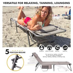 Minndudu Oversized Beige Women Comfy Tanning Chair with Cushion Face Hole + Pink Tanning Chair (Buy Together)