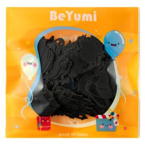 BeYumi Halloween Black Table Confetti - 300Pcs Halloween Black Glitter Table Confetti Decorations Table Glitter Confetti Black Paper Confetti Decor for Halloween Themed Party Birthday Party Supplies