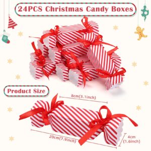 LEMESO 24PCS Christmas Candy Boxes, Xmas Paper Boxes with Ribbon Candy for Sweets, Chocolate, Decoration Gift Boxes Party Favor Boxes for Xmas, Wedding Party Wrap Bag