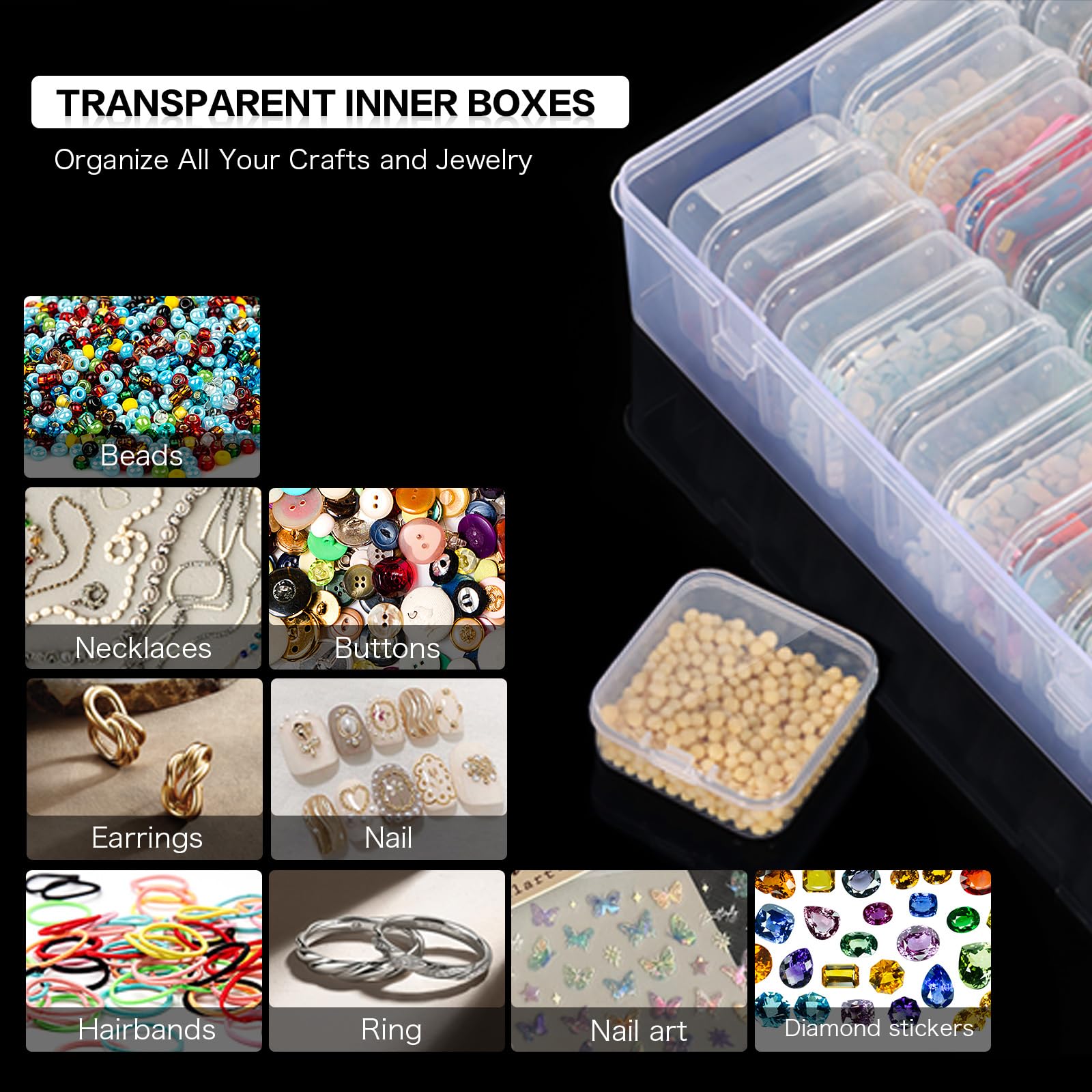 Bead Organizer Box, 30 Pcs Plastic Organizer Box Small Bead Organizer, Craft Storage Containers with 132 Labels, Bead Organizer Box for Beading Supplies and Bracelet