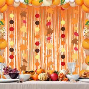 JULMELON 4 Pieces Fall Party Decorations Set Autumn Birthday Foil Fringe Backdrop Curtain for Thanksgiving Party Decoration Banner Backdrop Hanging Decor Birthday Wedding Baby Shower