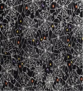 generic halloween spider web and stars cotton precut fabric by the yard - one yard, black