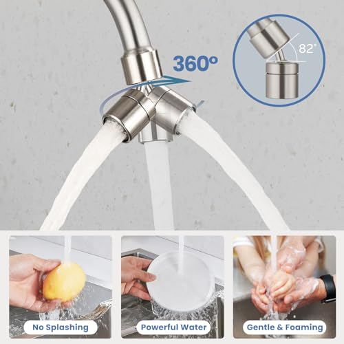 Airuida Wall Mount Kitchen Sink Faucet with Sprayer Brushed Nickel Wall Mounted Kitchen Faucet 8 Inch Center Bowl Vessel Sink Faucet Single Handle Single Hole Bathroom Sink Faucet Lavatory Vanity Bath