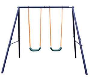 prime metal swing set outdoor, 2 seats, durable steel and plastic construction for kids, toddlers, children easy assembly two station