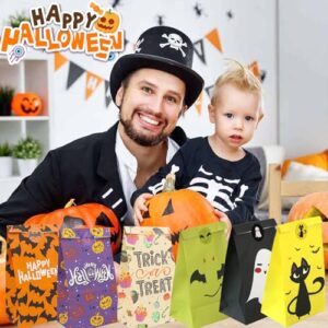 Halloween Candy Bags Party Favors - 24pcs Halloween Trick or Treat Goody Bag Gift Treat Bags with 24 Pcs Halloween Stickers, Halloween Bags Party Supplies Small Gift Bags for Kids Girls Child Boys