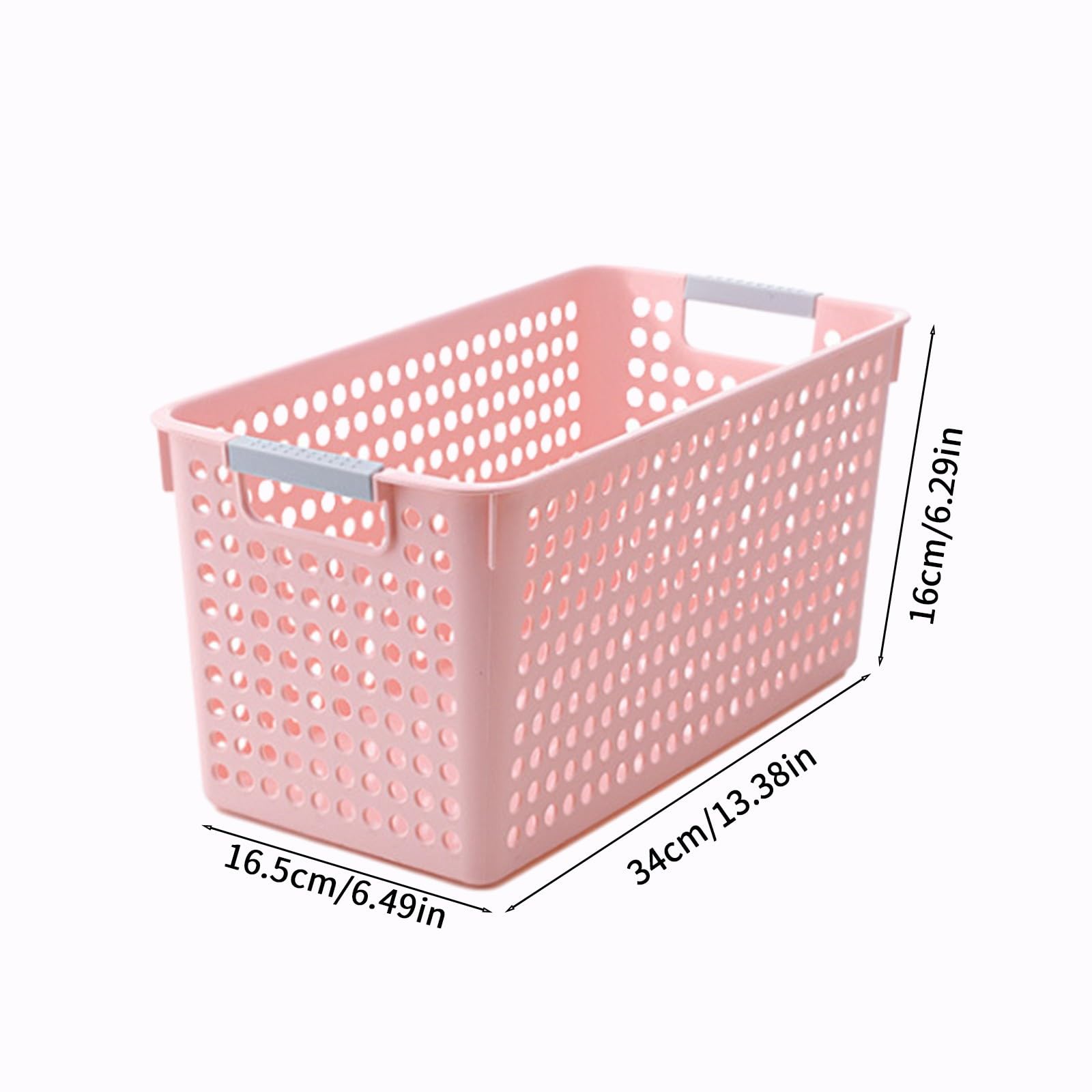 Laundry Basket With Silvery Handle, Lightweight Laundry Hamper, 2 Bushels, Plastic Laundry Basket For Closet, Dorm, Laundry Room, Bedroom, Large Laundry Basket, Home Closet Clothes Basket (Pink)