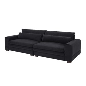 104.72'' overstuffed couch - three seater couch with double pillow back design and square armrests, minimalist couch with corner-blocked frame, modern couches for living room (black)