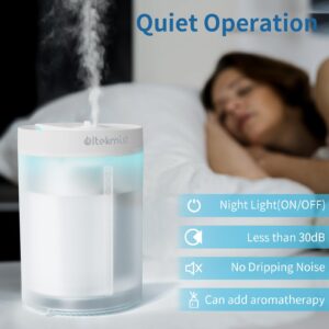 ultekmist Humidifiers for Bedroom, 2 in 1 Cool Mist Humidifiers for Home, Large Room, Baby Nursery and Plants, 4L Top Fill Cool Mist Humidifier with Oil Diffuser, Nightlight, 31H Runtime, 30db, Clear