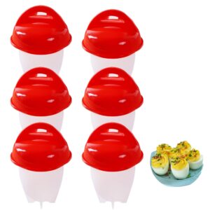 6 pcs eggs cooker, silicone egg boil, hard boiled eggs without the shell, non-stick egg boiler poachers egg holder cups fast cooking breakfast sandwiches kitchen gadget tool for egg making