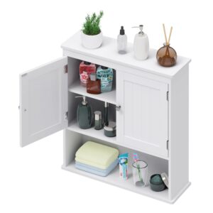 bathroom wall cabinet, toilet storage cabinet with adjustable shelf, above toilet storage cabinet, bathroom cabinet wall mount, hanging medicine cabinet for entrances, kitchen, living room,white