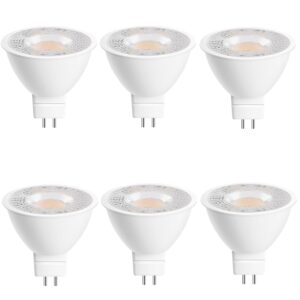 vvh 6 pack mr16 led bulb,gu5.3 bi-pin base led bulbs, 5w (50w equivalent) 5000k daylight 450lm 40 degree beam angle for spot lights, recessed, tracking lights, outdoor landscape 12-24v