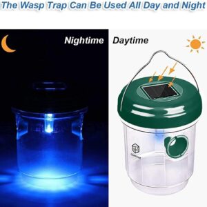 2 Packs Wasp Trap - Solar Powered Bee Trap Outdoor for Yellow Jackets, Hornets and Wasps - Durable Wasp Killer and Bee Killer - Reusable Yellow Jacket Trap and Insect Trap