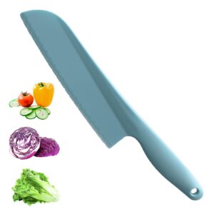 palakate lettuce knife, 11 inch nylon knife, plastic lettuce knife to prevent browning, dishwasher safe (1, blue)