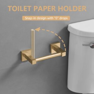 BATHLAVISH All Brass 360° Bidet Sprayer Set for Toilets, Wall or Toilet Mount Bundle with Gold Toilet Paper Holder, Brushed Gold Bathroom Toilet Roll Holder