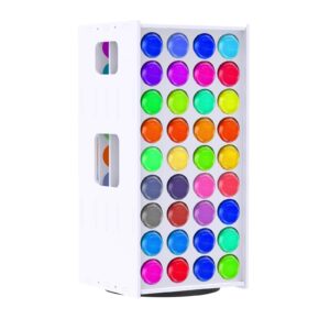 craft paint rack, 72 holes paint tower, vertical 360° craft paint organizer, paint organizer holder with handle, paint organizer box for 2oz paint bottles