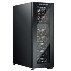 kingchii 18 bottle wine cooler refrigerator dual zone wine fridge - intelligent digital control, low noise professional compressor, freestanding for home, office, or kitchen