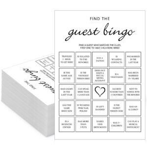 hoolerry 50 pcs bridal shower games find the guest bingo game for fun baby shower game 50 guests bridal shower wedding decorations engagement party game rehearsal dinner game activity