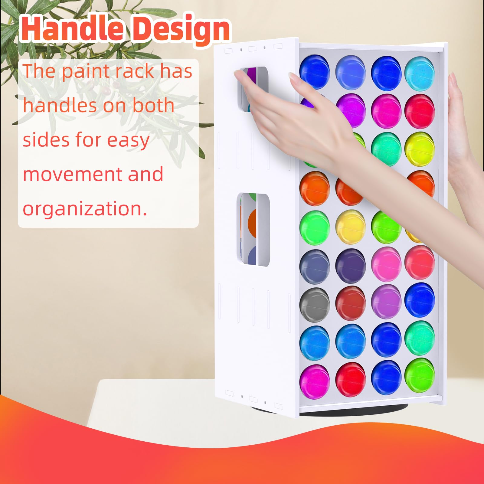 Craft Paint Rack, 72 Holes Paint Tower, Vertical 360° Craft Paint Organizer, Paint Organizer Holder with Handle, Paint Organizer Box for 2oz Paint Bottles